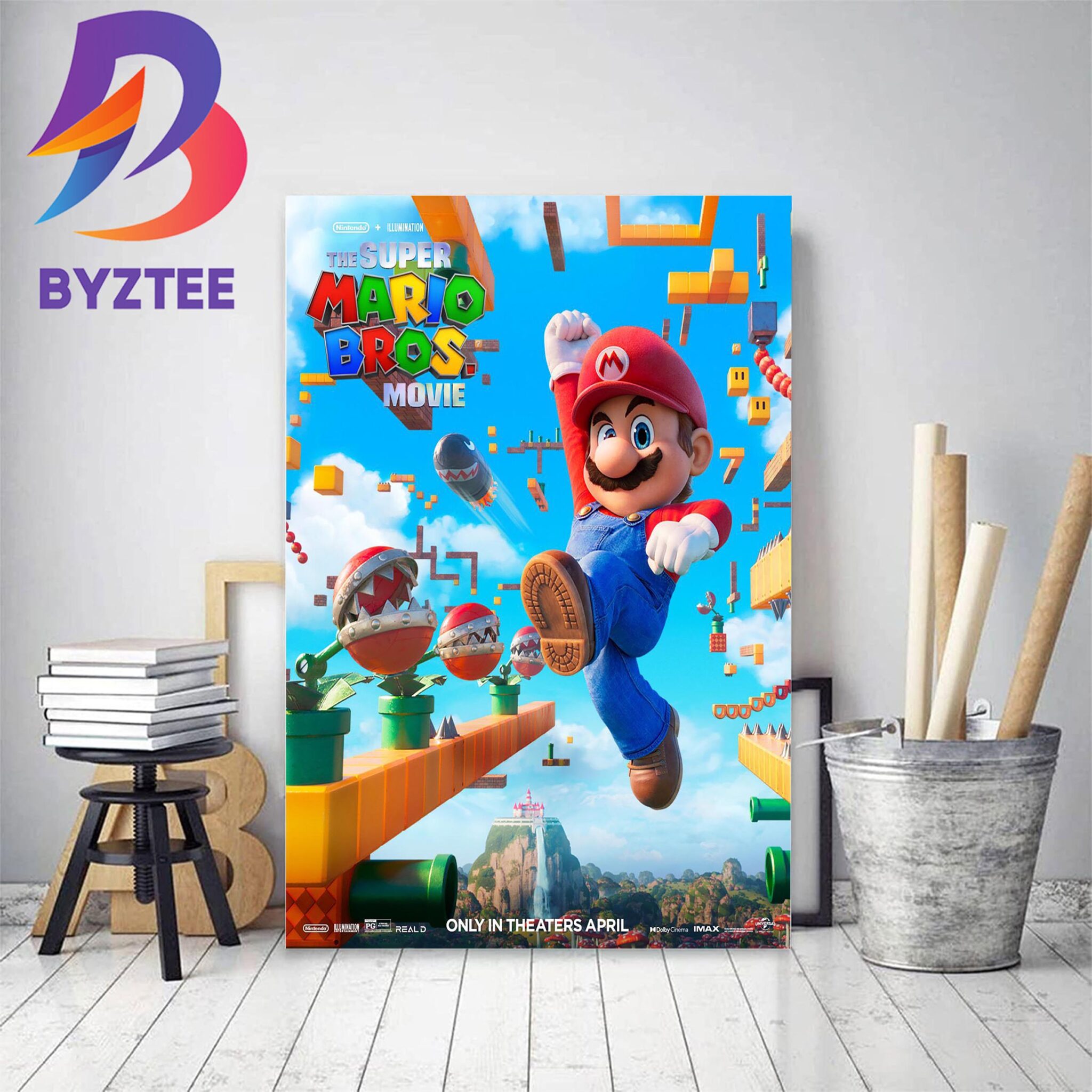 The Super Mario Bros Movie Official Poster Decor Poster Canvas - Byztee