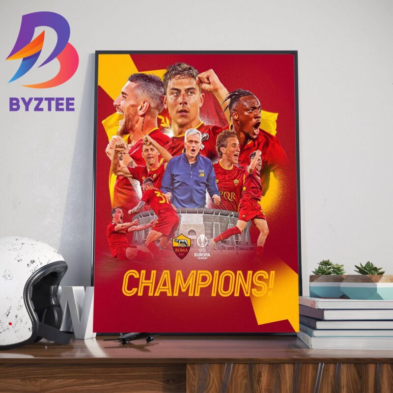 AS Roma Are Champions 2023 UEFA Europa League Home Decor Poster Canvas ...