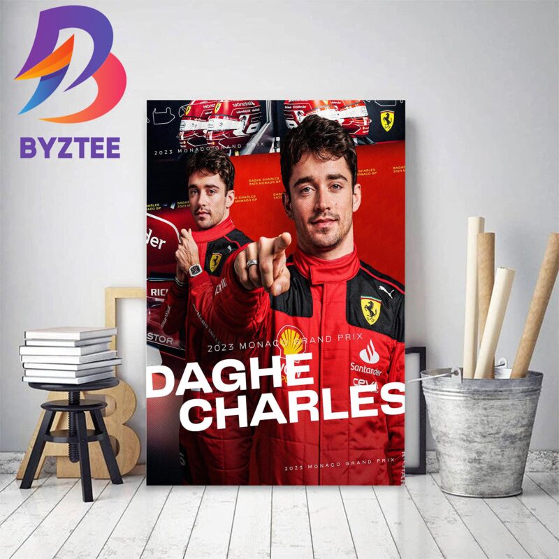 Monte Carlo Of Monaco GP Poster For Charles Leclerc Of Scuderia Ferrari ...
