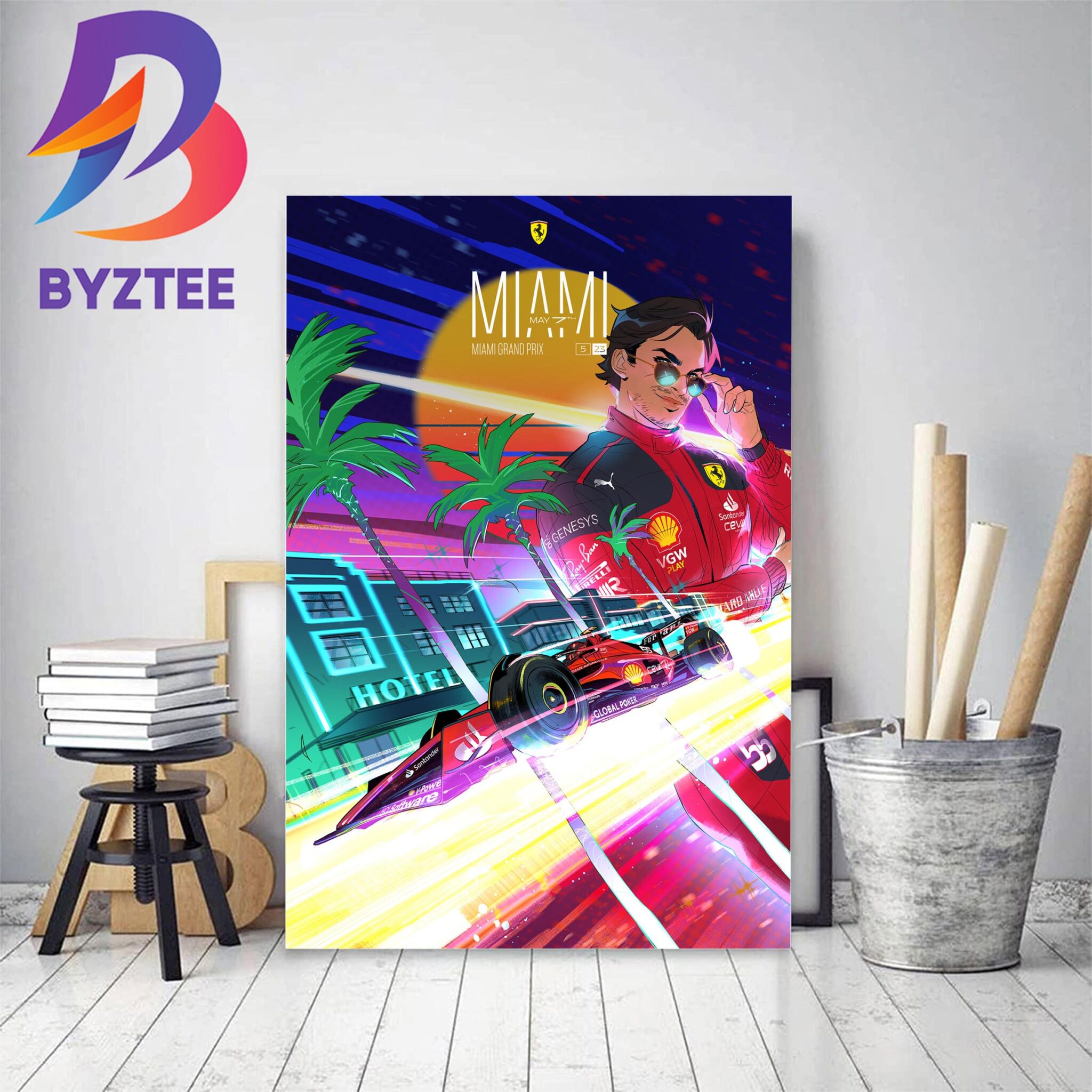 Scuderia Ferrari F1 Miami Grand Prix Official Poster Home Decor Poster ...