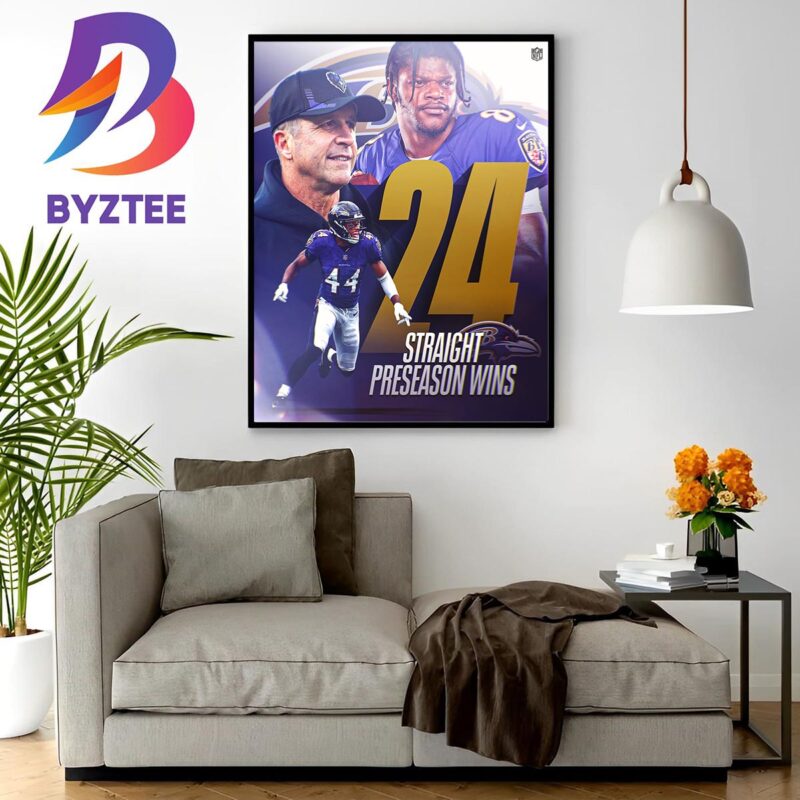 Baltimore Ravens 24 Straight NFL Preseason Wins Wall Decor Poster ...