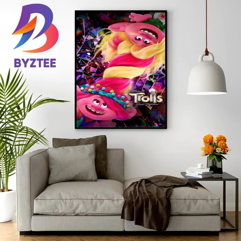 Trolls Band Together Official Poster Wall Decor Poster Canvas - Byztee
