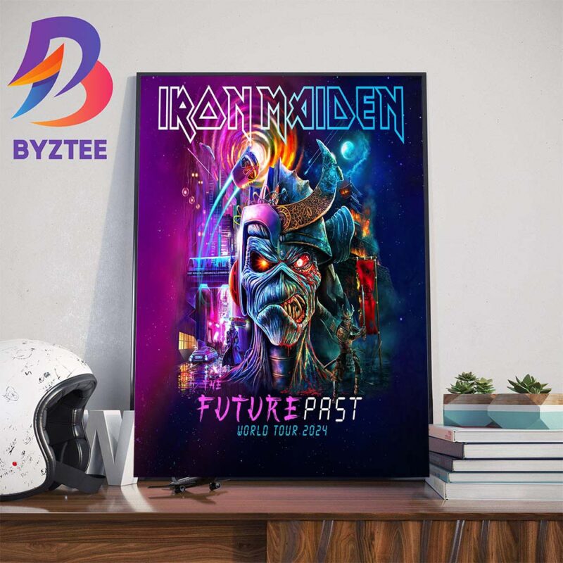 Iron Maiden The Future Past World Tour 2024 Official Poster Wall Decor Poster Canvas - Byztee