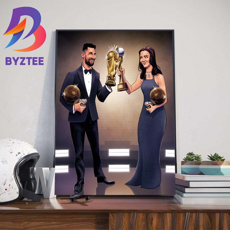 Aitana Bonmati And Lionel Messi For 2023 Ballon dOr Winners Wall Decor ...