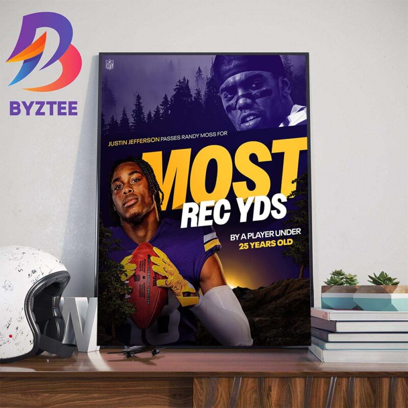 Justin Jefferson Passes Randy Moss For The Most REC YDS Wall Decor ...