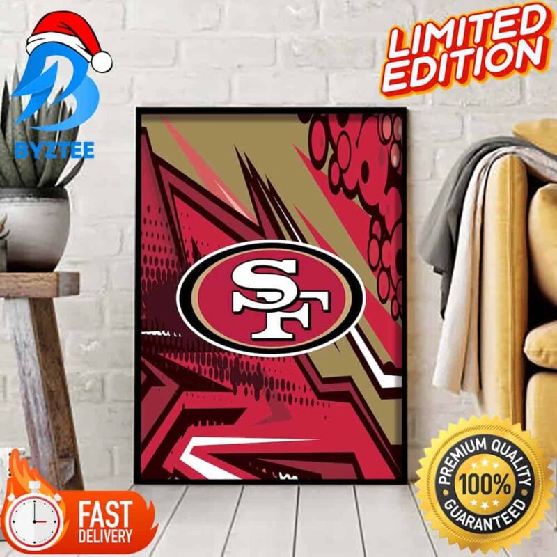 NFL San Francisco 49ers Big Team Logo In Comic Style Decor Poster - Byztee
