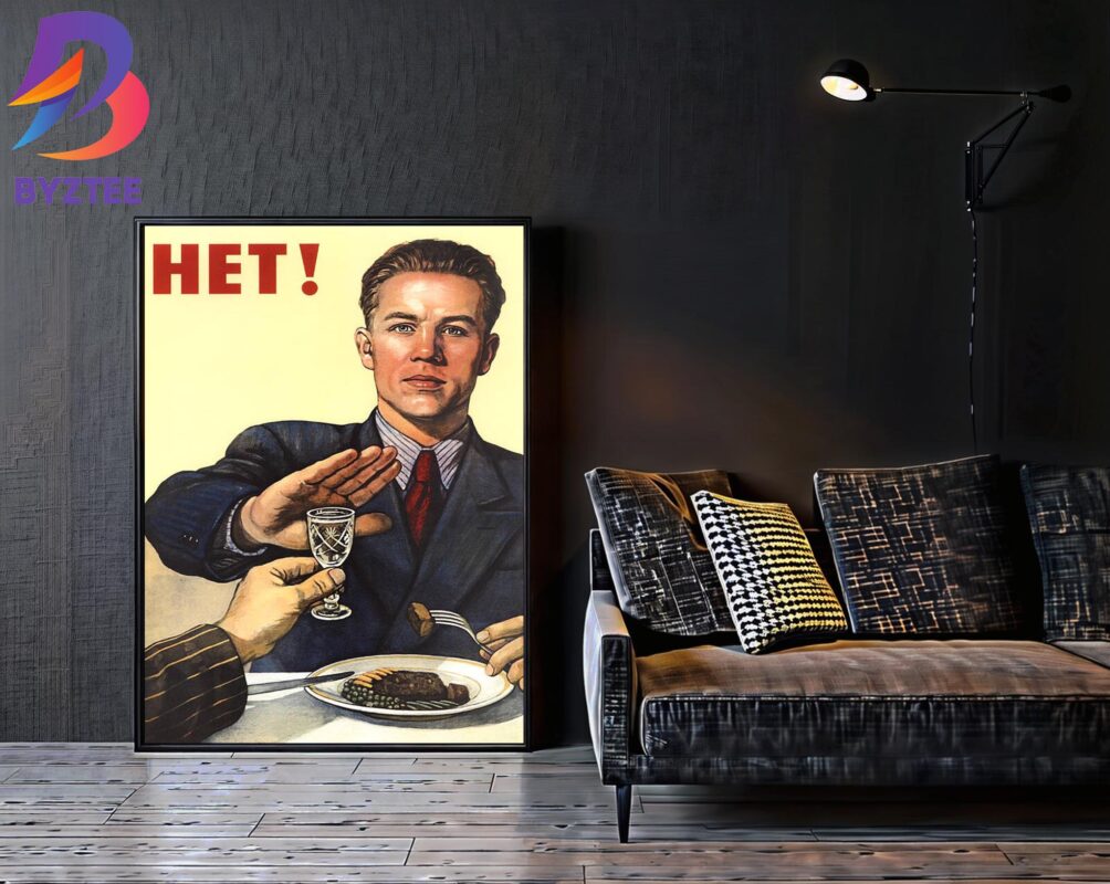 HET Soviet Anti Alcohol Propaganda 1954 Home Decor Poster Canvas - Byztee