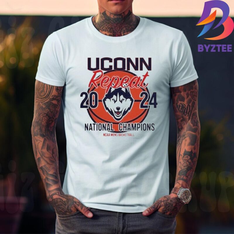 UConn Huskies Repeat 2024 National Champions NCAA Mens Basketball Big Ball Logo Unisex T-Shirt ...