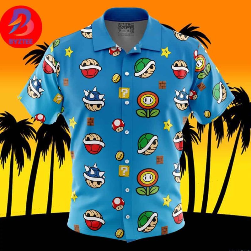 Super Mario Items Pattern For Men And Women In Summer Vacation Button ...