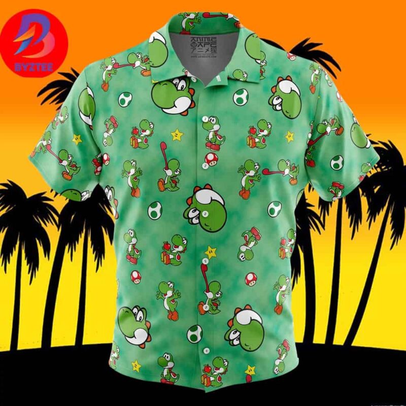Yoshi Pattern Super Mario For Men And Women In Summer Vacation Button ...