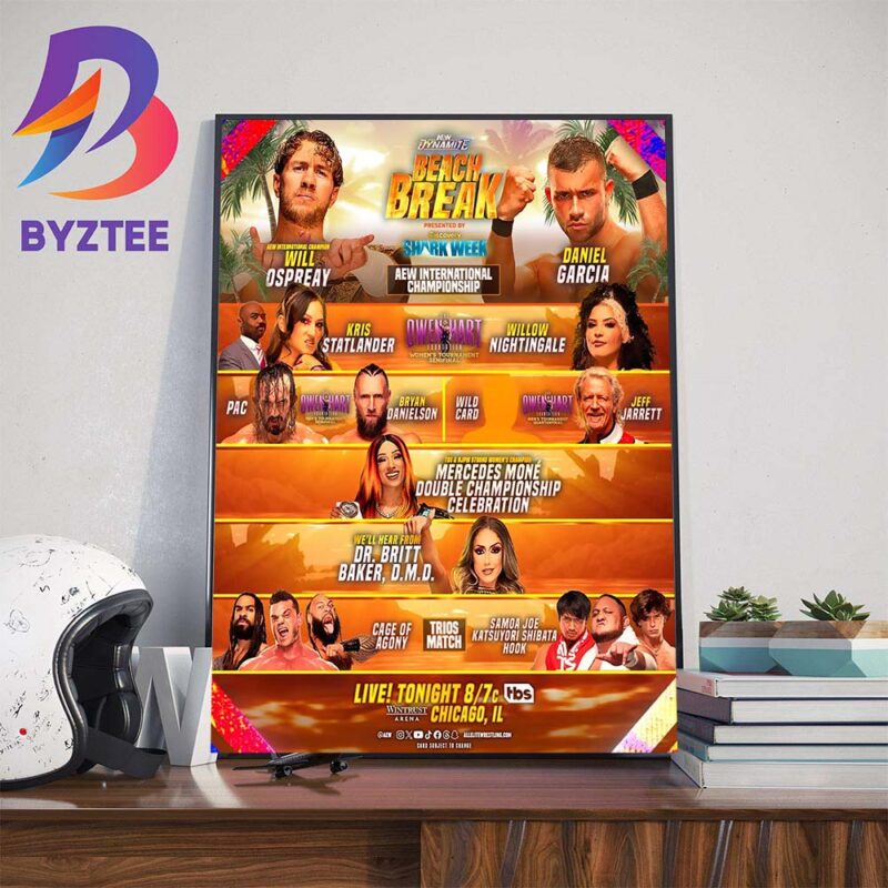 AEW Dynamite Beach Break Matchup Schedule Wall Decor Poster Canvas - Byztee