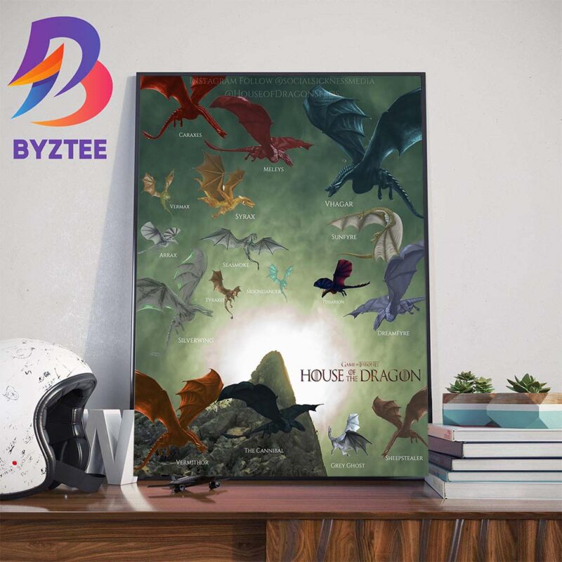 16 Dragons In Season 2 Of House Of The Dragon Home Decorations Poster ...
