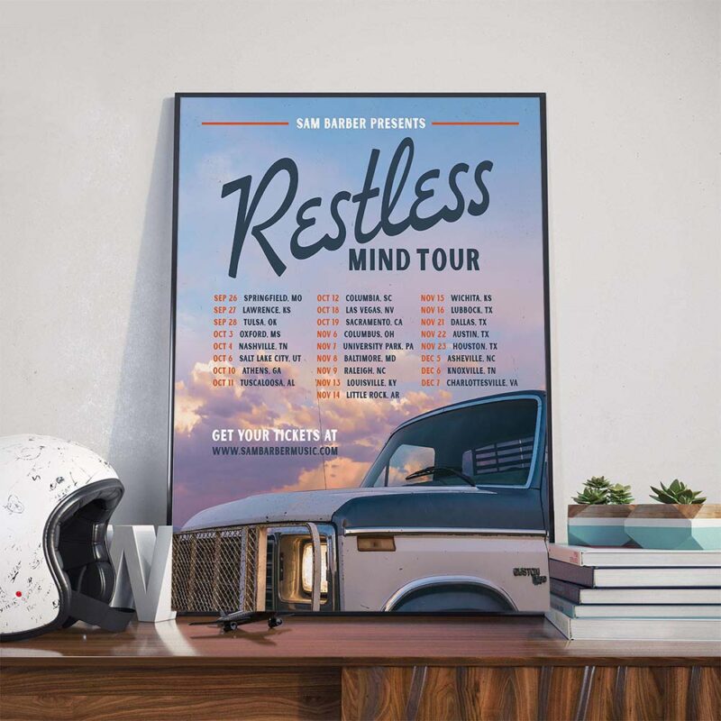 Sam Barber Restless Mind Tour 2025 Dates List Poster Canvas - Byztee
