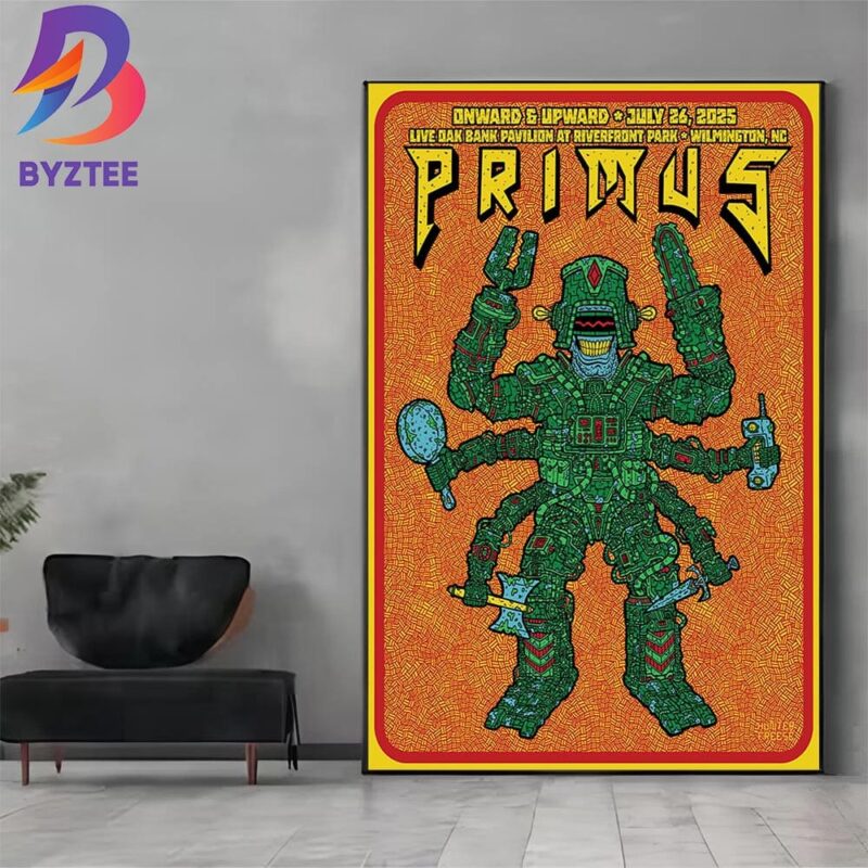 Primus Wilmington 2025 Onward And Upward Summer Tour Poster At Live Oak ...
