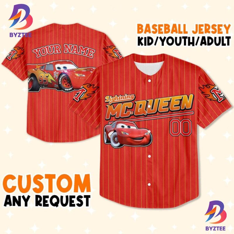 Custom Cars Mc Queen Red Lightning Mcqueen Baseball Jersey - Byztee