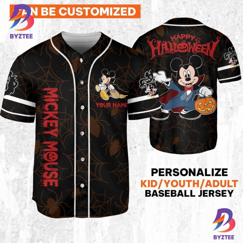 Custom Disney Halloween Mickey And Friends Vampire Baseball Jersey - Byztee