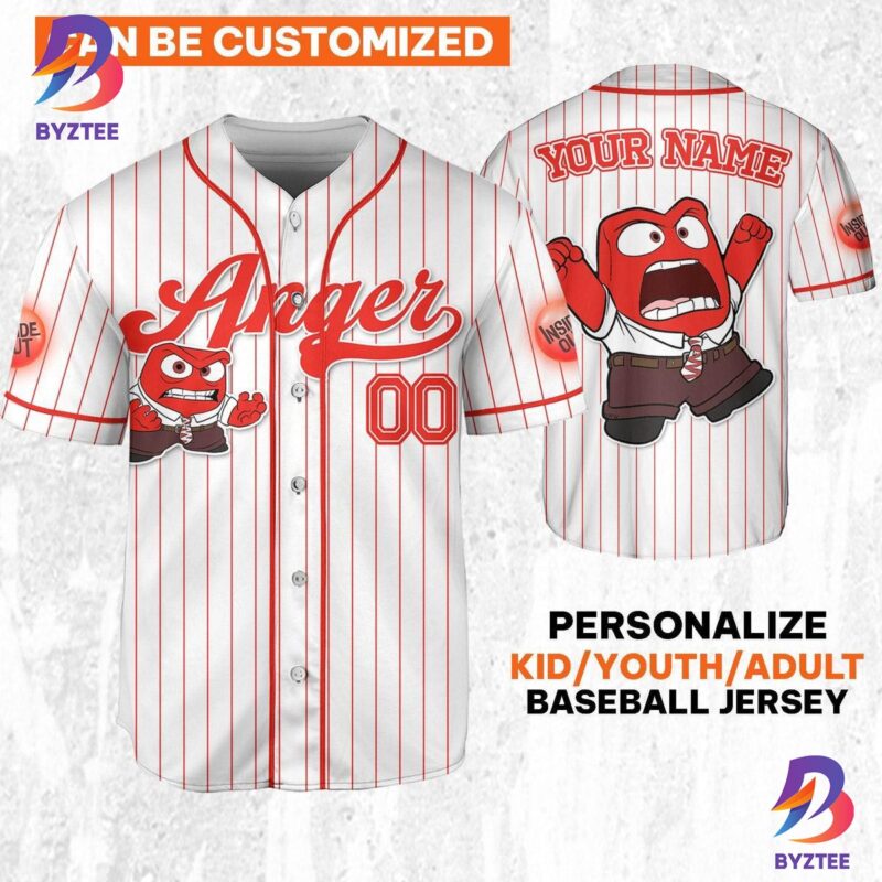 Custom Disney Inside Out Anger Simple Baseball Jersey - Byztee