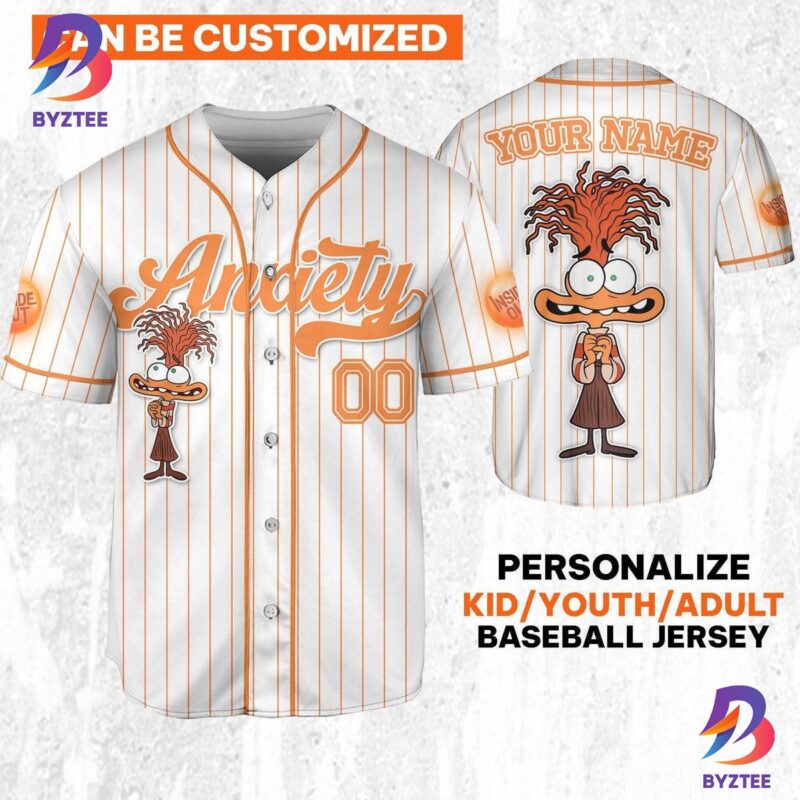 Custom Disney Inside Out Anxiety Simple Baseball Jersey - Byztee