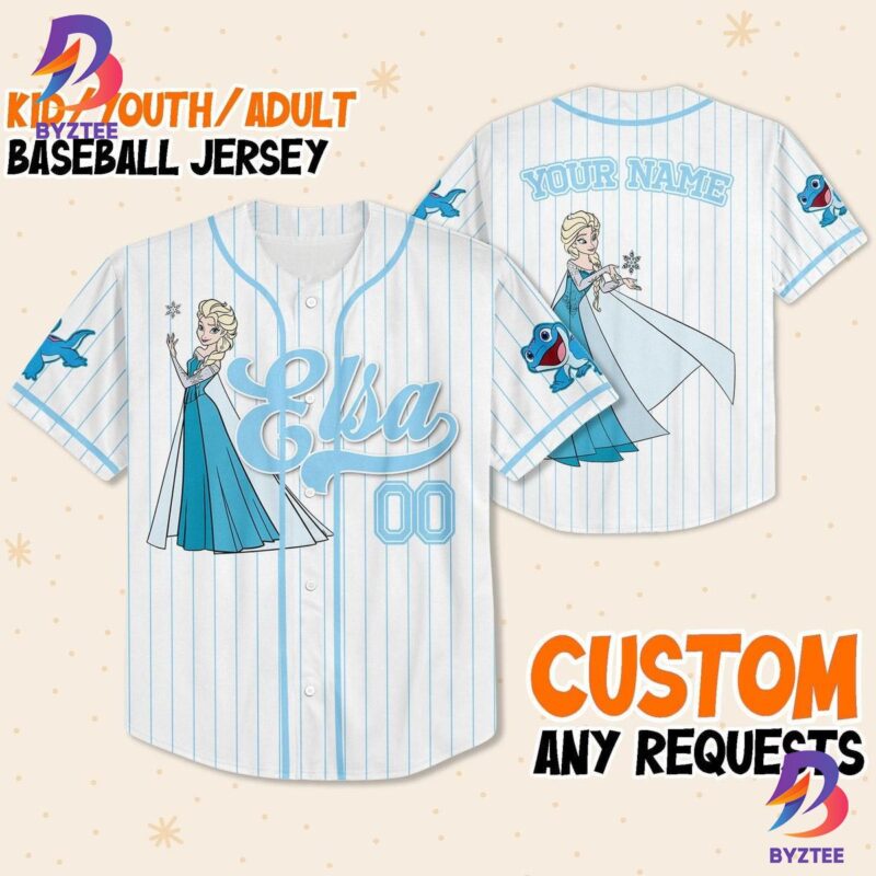 Custom Disney Princess Elsa Frozen Simple Custom Name Baseball Jersey ...