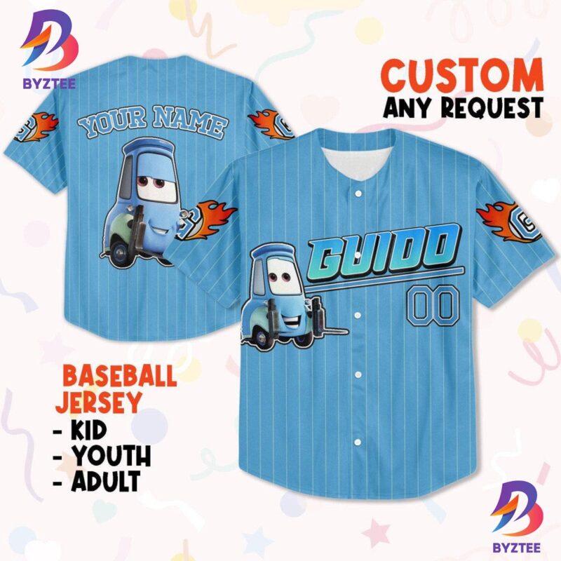Custom Guido Blue Jersey Lightning Mcqueen Baseball Jersey - Byztee