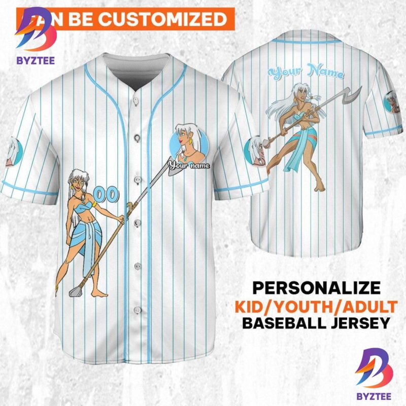 Personalize Disney Atlantis Princess Kida Nedakh White Cyan Baseball ...